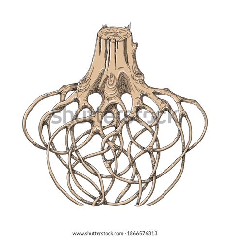 Stump Tree Intertwined Roots Drawing On Stock Vector Royalty Free 1866576313 Shutterstock