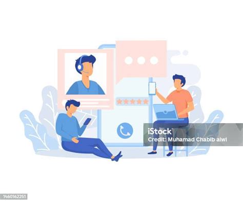 Customer Support Illustration Set Characters Using Online Helpdesk Platform People Asking A