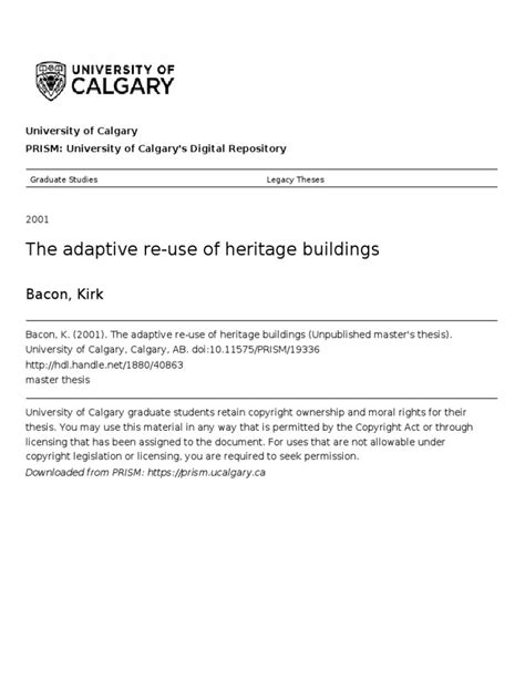 Adaptive Reuse Of Heritage Buildings Pdf Cultural Heritage Thesis