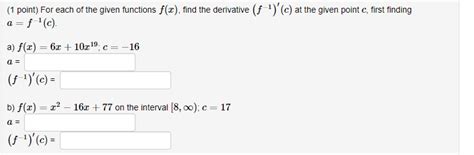 Solved Point For Each Of The Given Functions F X Find Chegg