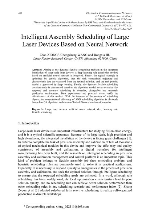 Pdf Intelligent Assembly Scheduling Of Large Laser Devices Based On