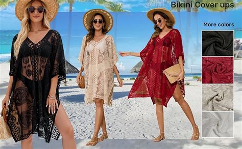 Womens Swimwear Cover Up For Beach And Pool Lace V Neck