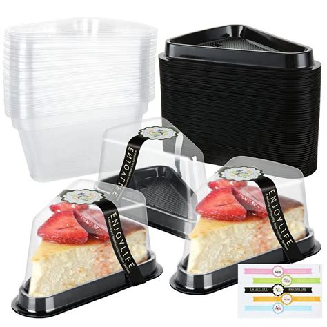 100 Pcs Cake Slice Containers With Lids Plastic Disposable Individual Pie Slice Containers Clear