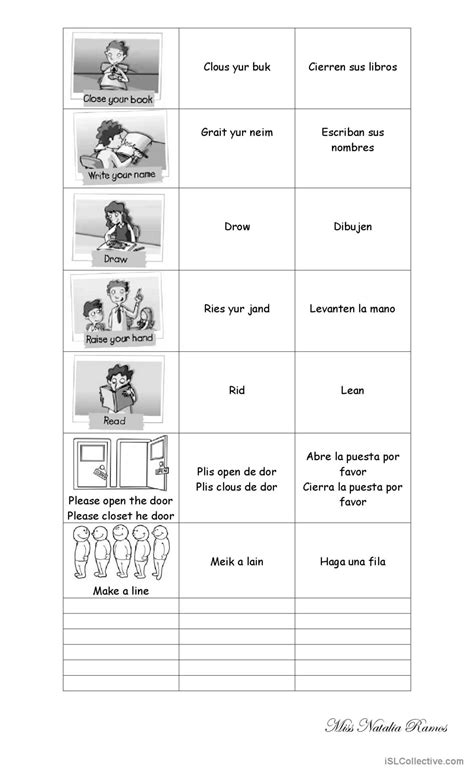 School Commands English Esl Worksheets Pdf And Doc