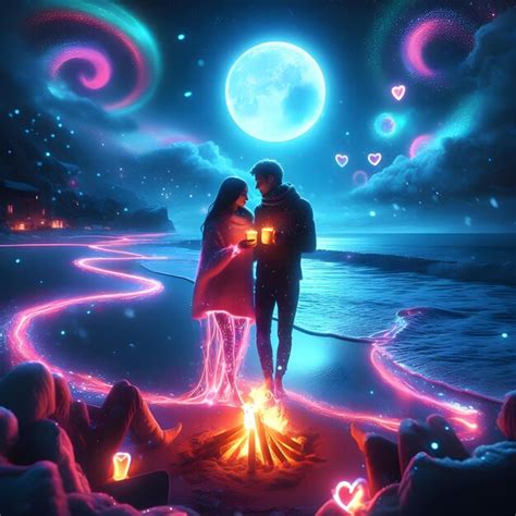 Happy Romantic Couple Are Celebrating Valentines Day With Hugging And Holding Hands Each Other