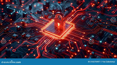 Lock Symbol In Digital Circuit Pattern Symbolizing Data Security And Cybersecurity Concept