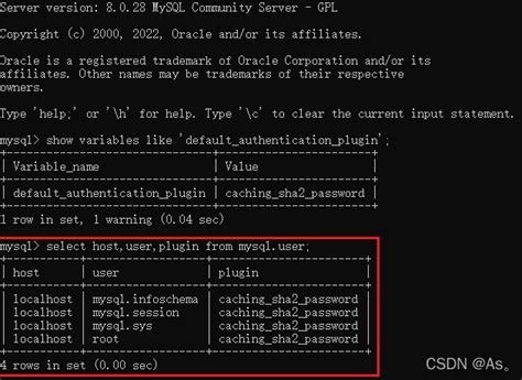 连接mysql数据库出现错误2059 Authentication Plugin ‘cachingsha2password‘的解决方法authentication Plugin