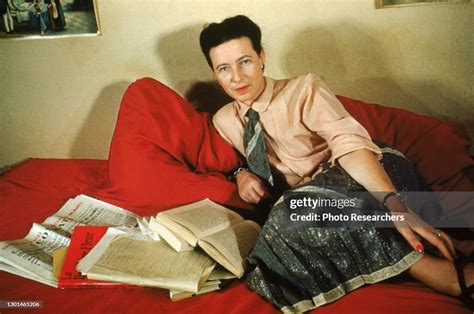 Portrait Of French Writer And Philosopher Simone De Beauvoir As She