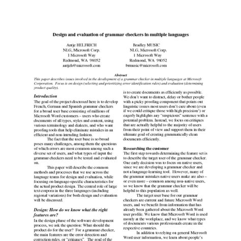 Design And Evaluation Of Grammar Checkers In Multiple Languages Acl Anthology