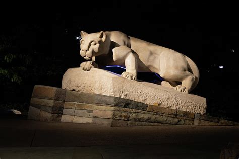 Nittany Lion Shrine At Night At Penn State University Photograph By