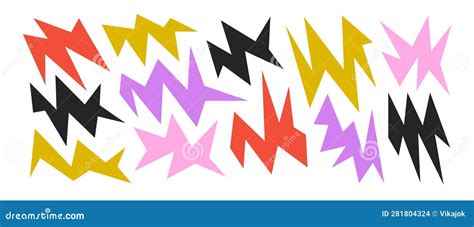 Colorful Sharp Irregular Shapes Set Abstract Bright Geometric Edgy Elements Collection Stock