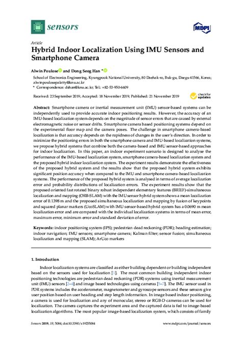 Pdf Hybrid Indoor Localization Using Imu Sensors And Smartphone Camera