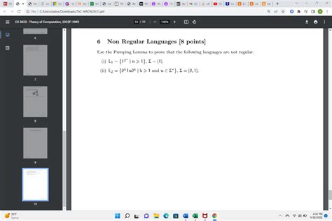 solved 6 non regular languages [8 points] use the pumping
