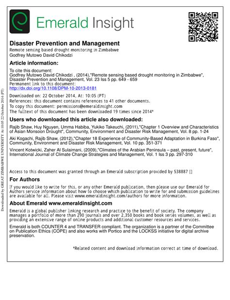 Pdf Remote Sensing Based Drought Monitoring In Zimbabwe