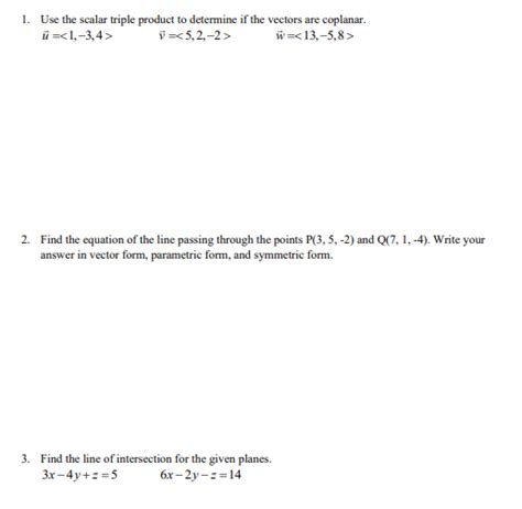 Solved Use The Scalar Triple Product To Determine If The Chegg Com