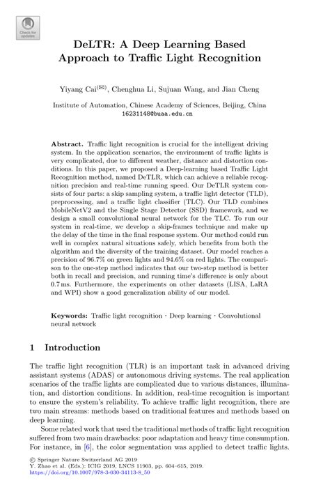 Pdf Deltr A Deep Learning Based Approach To Traffic Light Recognition