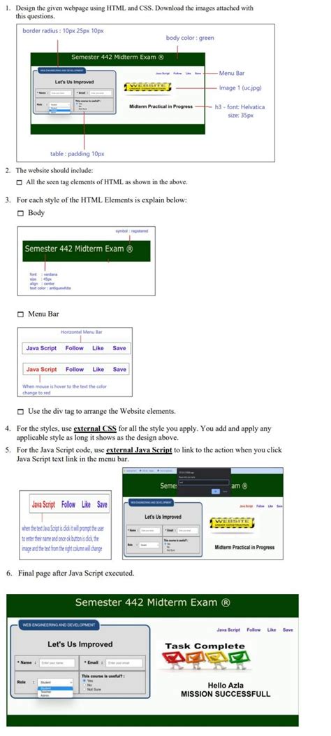 Design The Given Webpage Using HTML And CSS Chegg