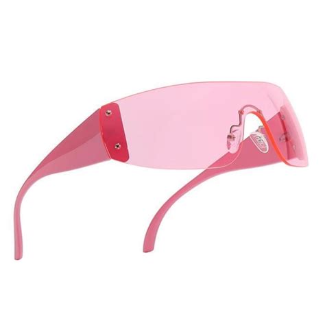 Rimless Hot Pink Y2k Wrap Around Womens Oversize Gradient Lens Shield