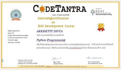 Python Internship Certificate Codetantra Pacecollege Csit Dataanalyticsjourney