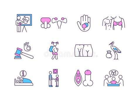 Sexual Education RGB Color Icons Set Stock Vector Illustration Of Color Couple