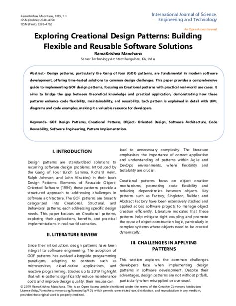 Pdf Exploring Creational Design Patterns Building Flexible And