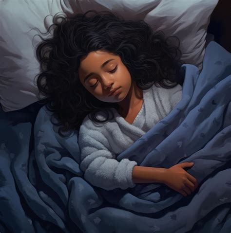 Premium Photo A Girl Sleeping In A Bed With A Blanket That Says She