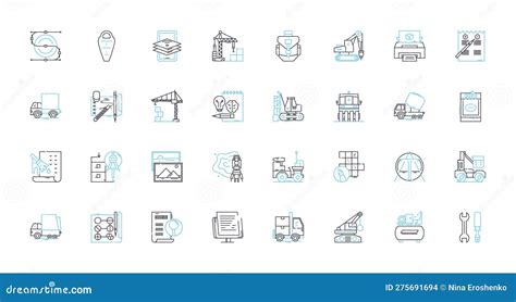 Industrial Advancement Line Icons Collection Automation Modernization Progress Innovation