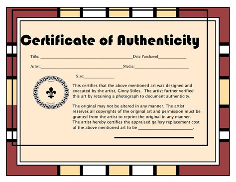 An Artist Labyrinth Ginny Stiles CZT Certificate Of Authenticity