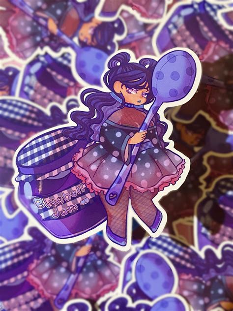 Blueberry Anime Girl Vinyl Glossy Sticker Anime Cute Etsy