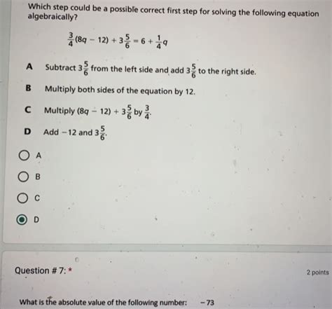 solved which step could be a possible correct first step for solving