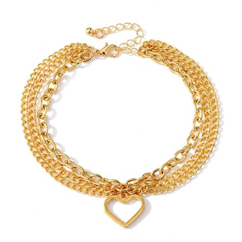 Badu Bg Bohemia Heart Женски глезени Боси крака Сандали с плетене на една кука Бижута за крака