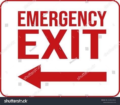 Emergency Red Exit Sign Left Arrow Stock Vector Royalty Free 2189123811 Shutterstock