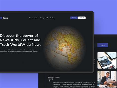 freenews api landing page by love efe on dribbble