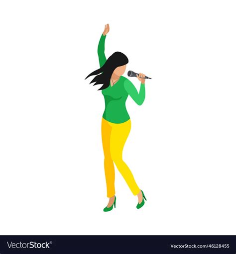 Female Karaoke Singer Composition Royalty Free Vector Image