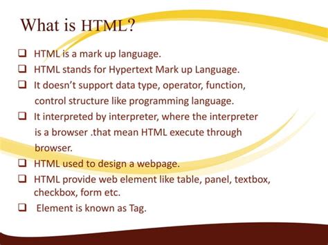 Html And Dhtml Ppt Pptx Web Design And Html Internet
