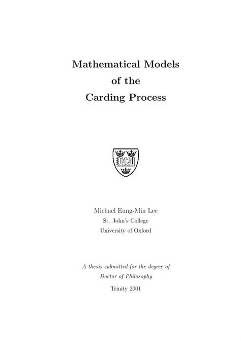 pdf mathematical models of the carding processeprints maths ox ac uk
