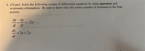 Solved 4 20 Pts Solve The Following System Of
