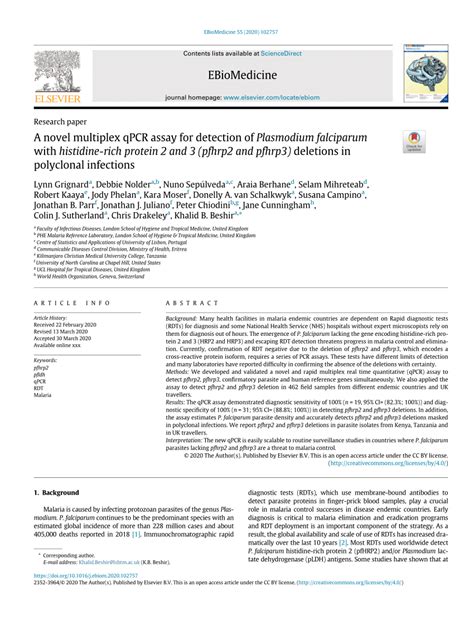 Pdf A Novel Multiplex Qpcr Assay For Detection Of Plasmodium