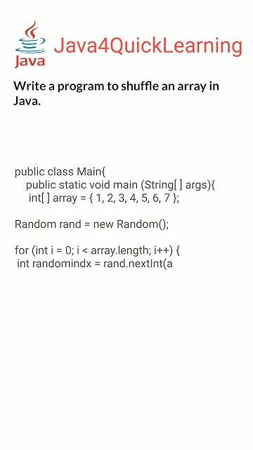 Shuffle An Array In Java Interview Questions Java4quicklearning