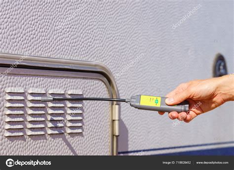 Using Gas Detector Device Measuring Concentration Gases Camper Vehicle Stock Photo Anetlanda