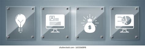 Set Computer Monitor Graph Chart Money Stock Vector Royalty Free Shutterstock