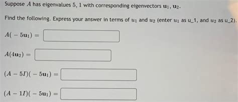 Solved Suppose A Has Eigenvalues With Corresponding Chegg Com