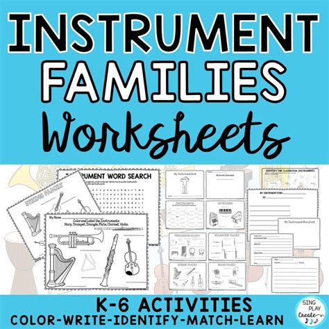 Instrument Families Worksheets To Learn The Instruments Grades K 6