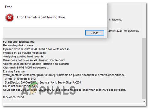 How To Fix Error While Partitioning Drive In Rufus Appuals