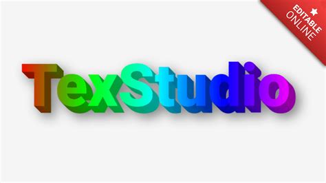 TexStudio | 3D With Multicolor Gradient | Text Effect Generator