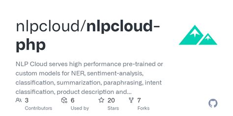 GitHub Nlpcloud Nlpcloud Php NLP Cloud Serves High Performance Pre Trained Or Custom Models