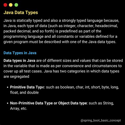 ᴊᴀᴠᴀ ꜱᴘʀɪɴɢ ʙᴏᴏᴛ ʙᴀꜱɪᴄ ᴄᴏɴᴄᴇᴘᴛ Java Data Types Java Is Statically Typed And Also A Strongly