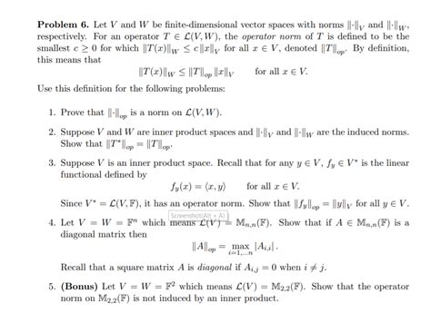Solved Problem Let V And W Be Finite Dimensional Vector Chegg Com