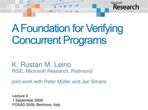 Ppt A Foundation For Verifying Concurrent Programs Powerpoint
