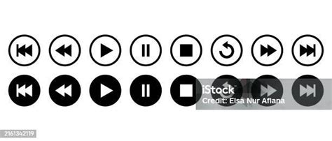 재생 일시 중지 중지 반복 이전 및 다음 아이콘이 검은 원에 표시됩니다 미디어 플레이어 제어 버튼 영화에 대한 스톡 벡터 아트